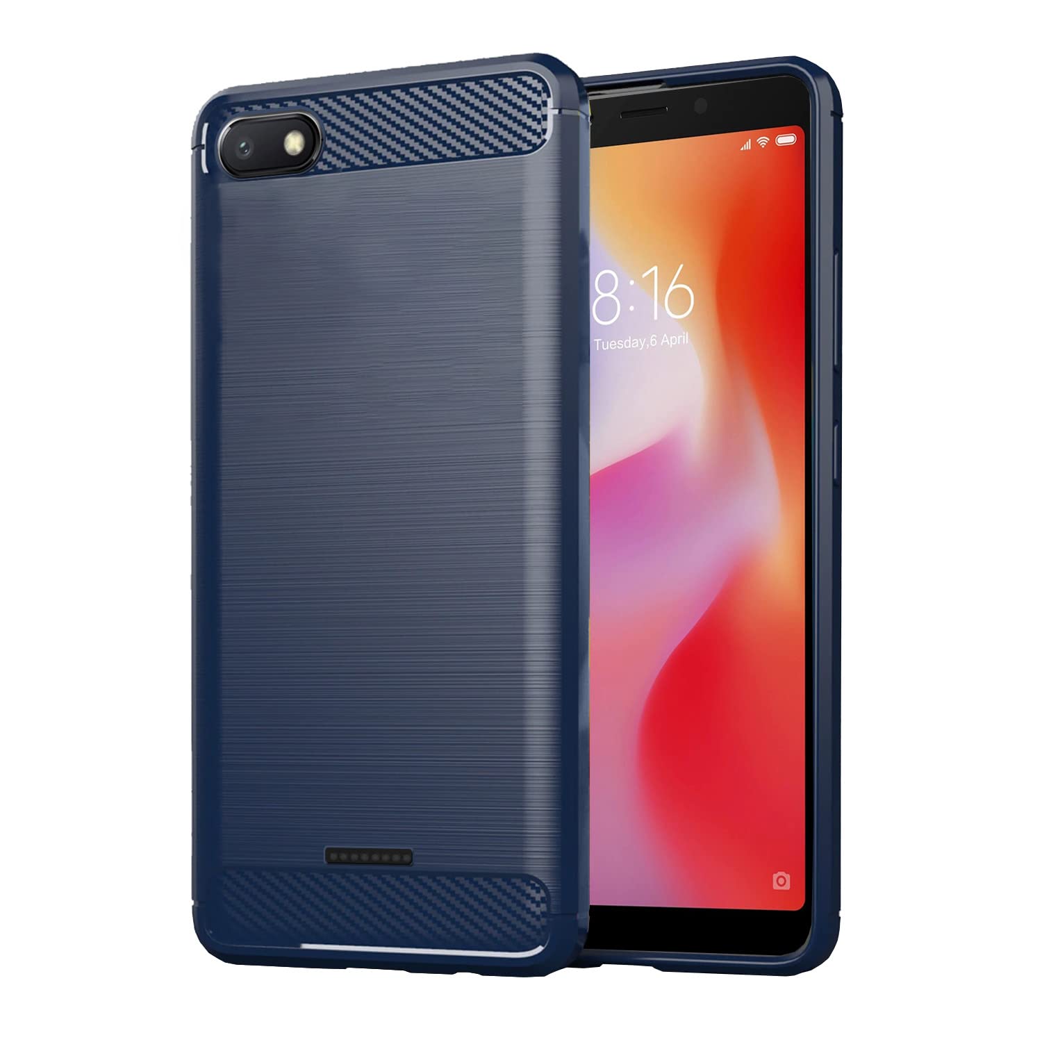 Buy Pikkme Mi Redmi 6A Hybrid Carbon Fiber Back Cover | Blue Mobile ...