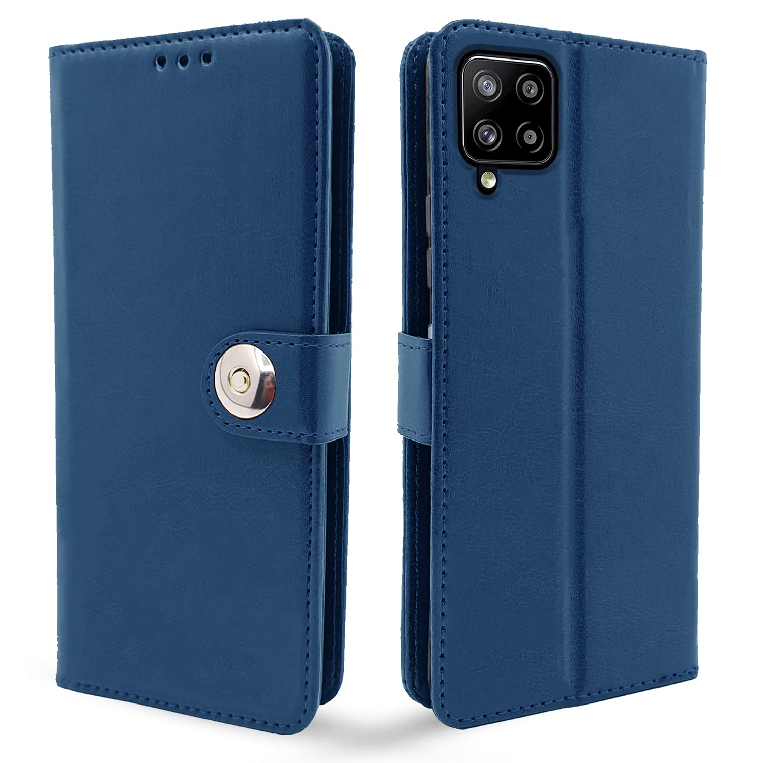 Buy Pikkme Samsung Galaxy M12 / F12 / A12 Button Flip Cover (Blue ...