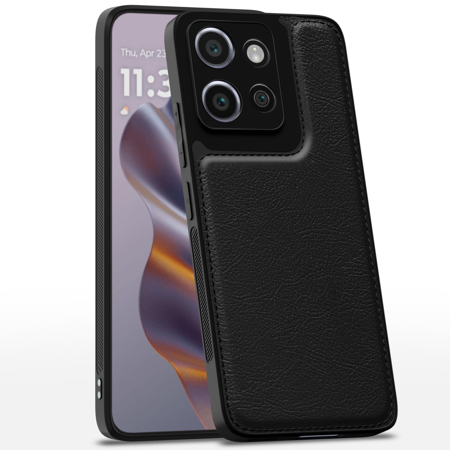 Buy Pikkme Moto Edge 50 neo 5G Leather Back Case | Black Mobile Covers ...
